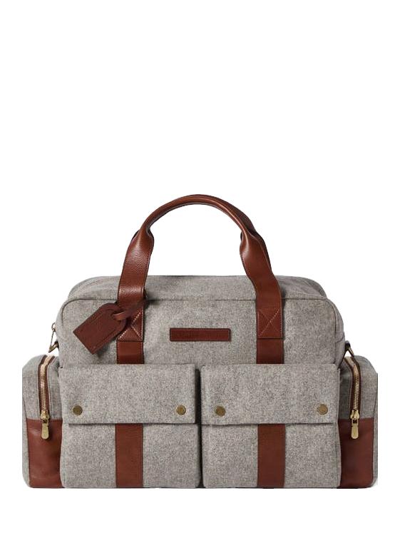 BRUNELLO CUCINELLI Brunello Cucinelli Virgin Wool, Alpaca, and Cashmere Flannel Leisure Bag with Grained Calfskin Inserts